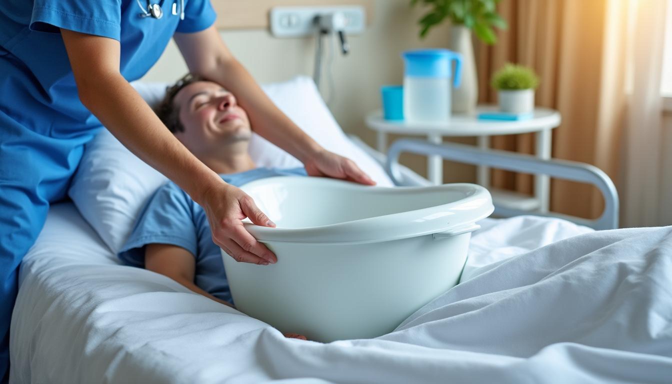 Utiliser une bassine hygiénique : guide pratique pour patients alités